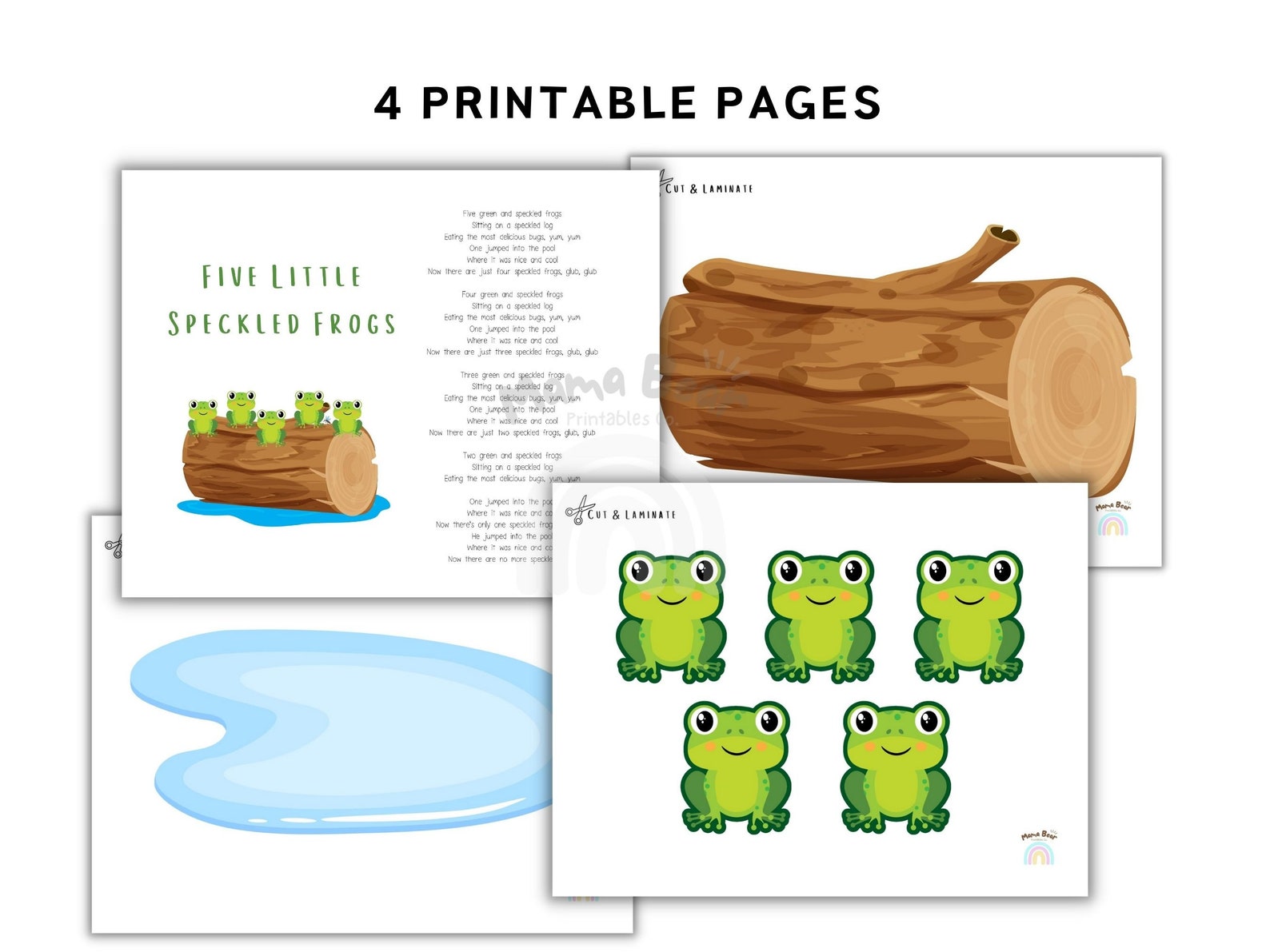 Five Little Speckled Frogs Printable Props. Nursery Rhymes, Baby and ...