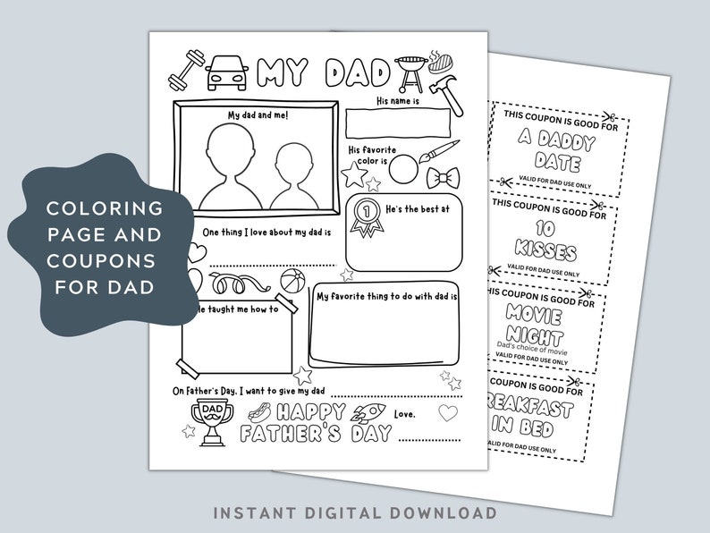 Father’s Day Printable Coloring Page and Coupons. Fill in the Blank ...