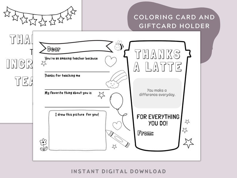 Teacher Appreciation Week Card From Kids. Thanks a Latte. Thank You ...