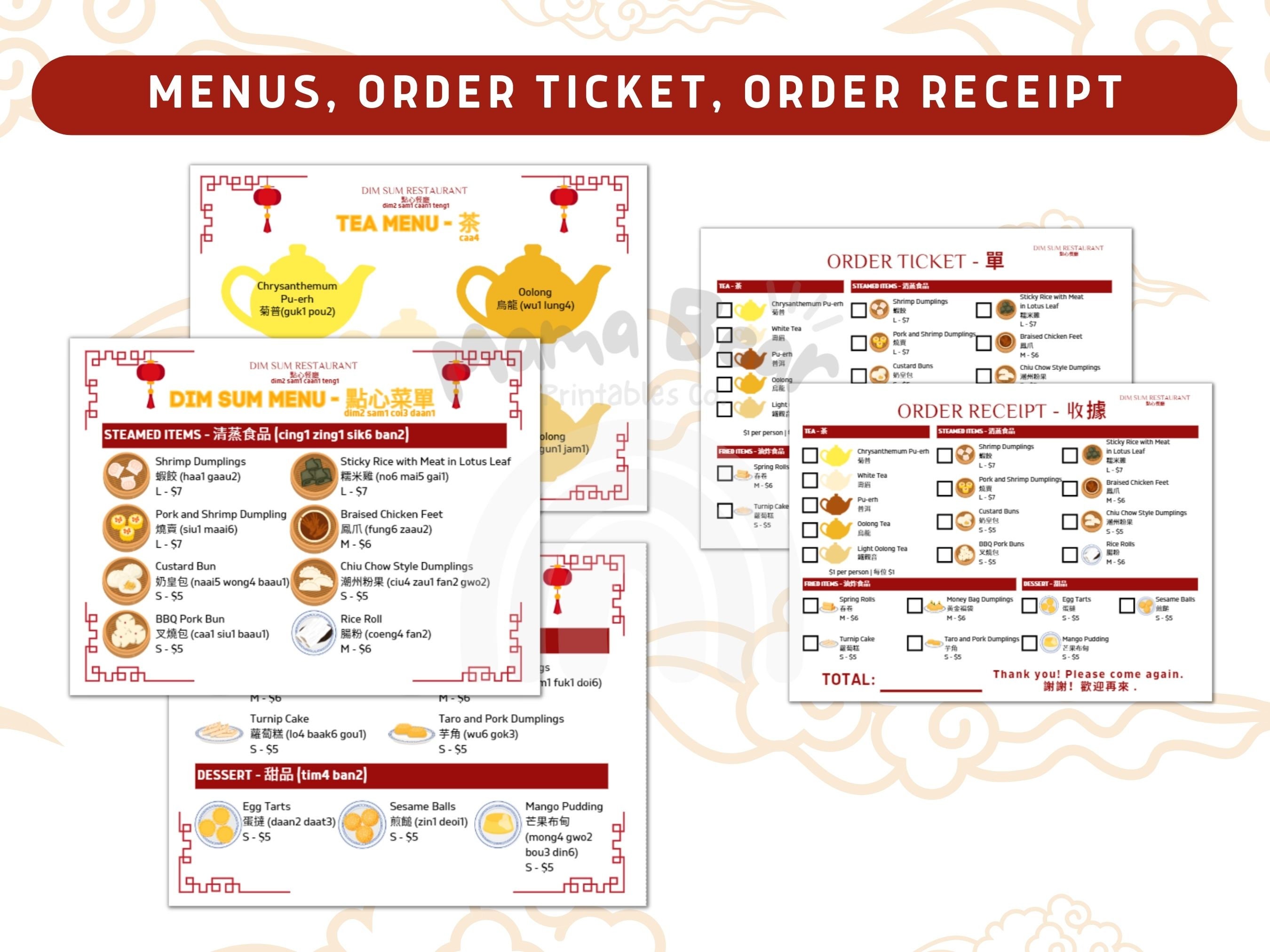 Dim Sum Restaurant Pretend Play Bundle. Yum Cha Dramatic Role - Etsy