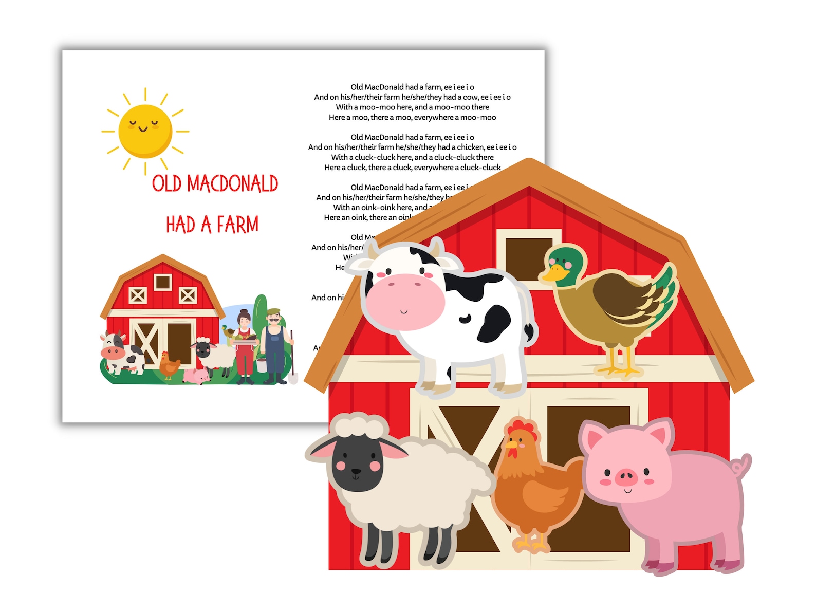 Old Macdonald Had A Farm Printable Props. Nursery Rhymes, Baby and ...