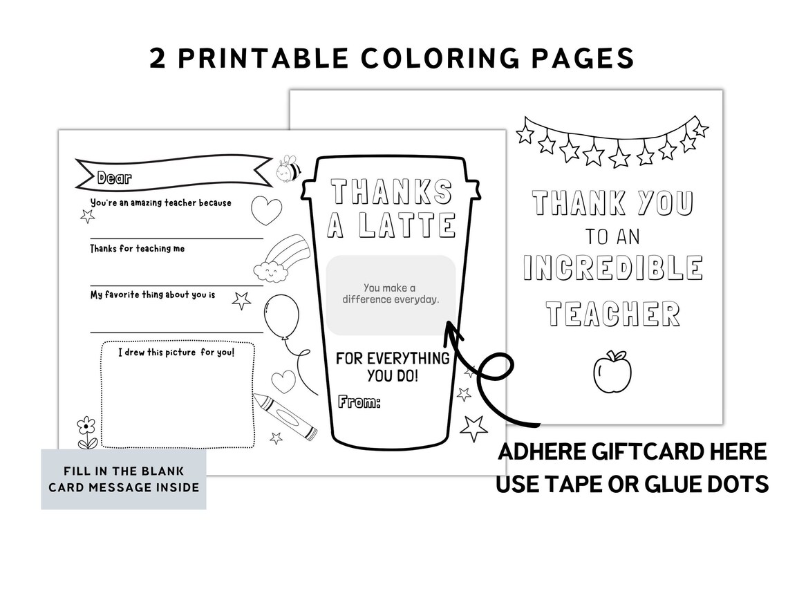 Teacher Appreciation Week Card From Kids. Thanks a Latte. Thank You ...