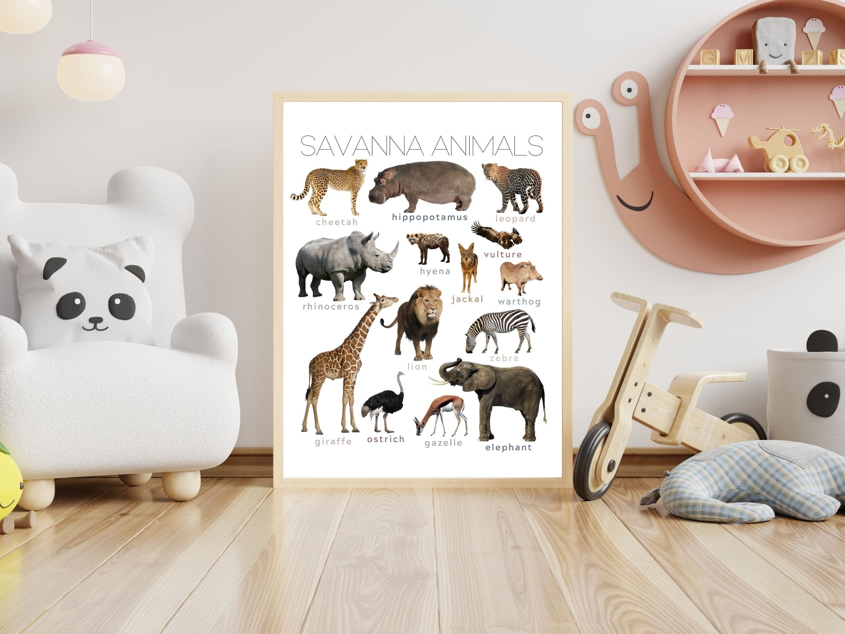 Montessori Savanna Animals Poster With Real Pictures. Homeschool ...