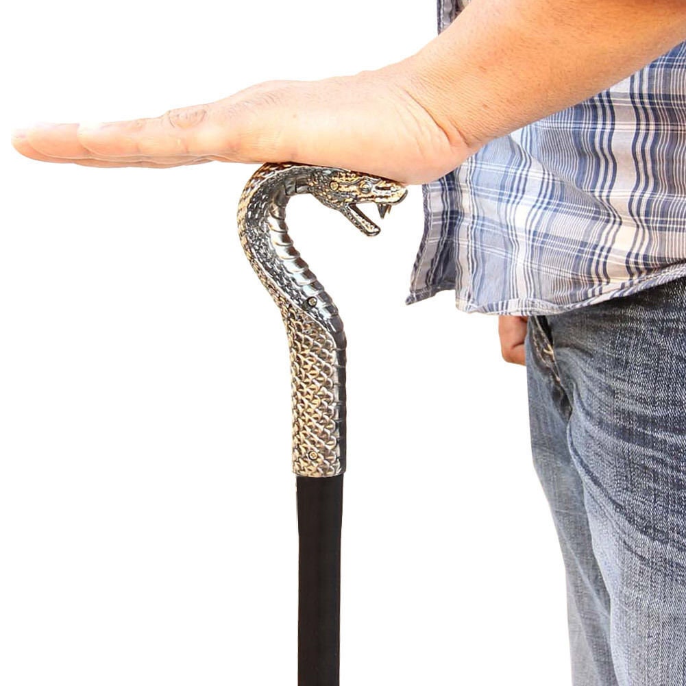 Walking Venomous Cobra Snake Head Cane Staff Mobility Stick Rubber Foot ...