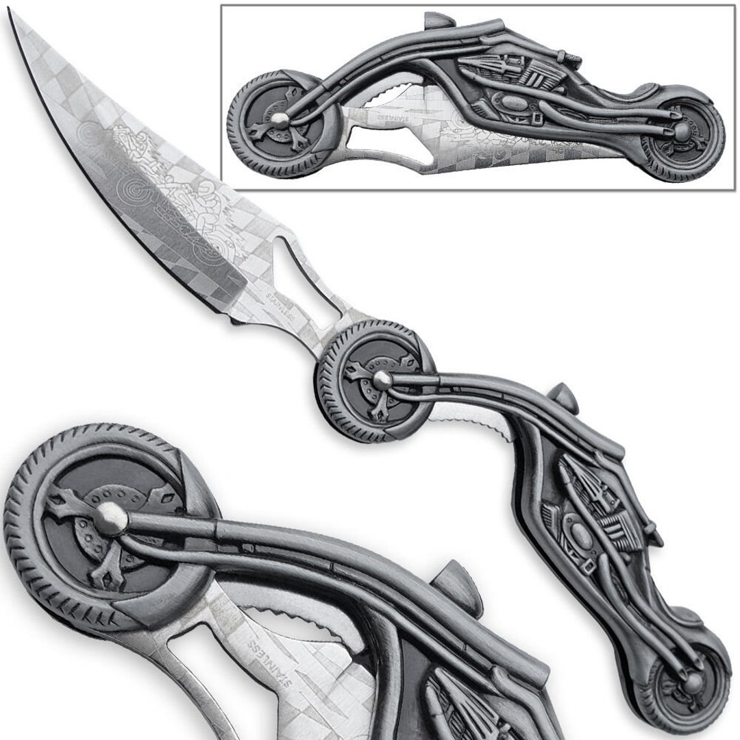 Road Rash Pocket Knife Chopper Davidson Motif 8.25in Folder Motocycle ...