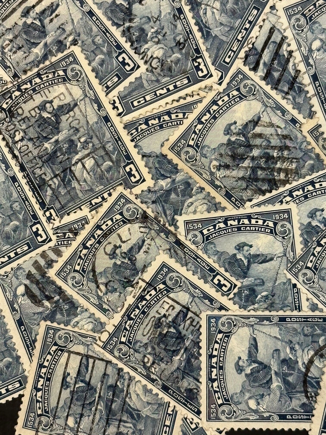 25 Large Blue Stamps 1934 Jacques Cartier - Etsy