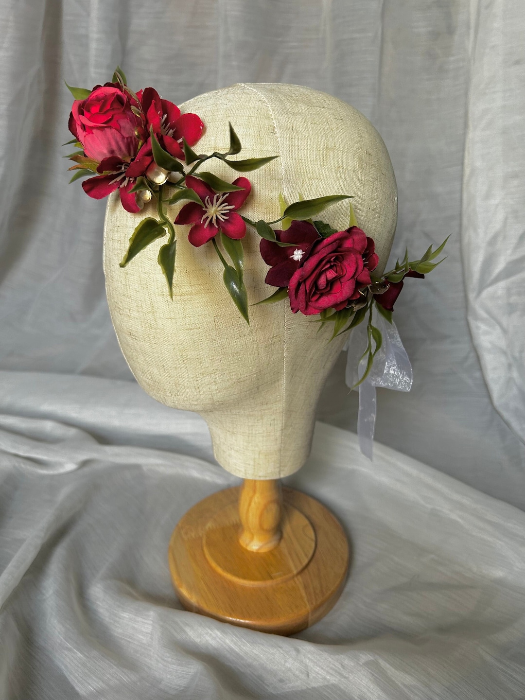 Red Rose Flower Crown - Simple Fairy Crown - Adjustable Red and Gold ...