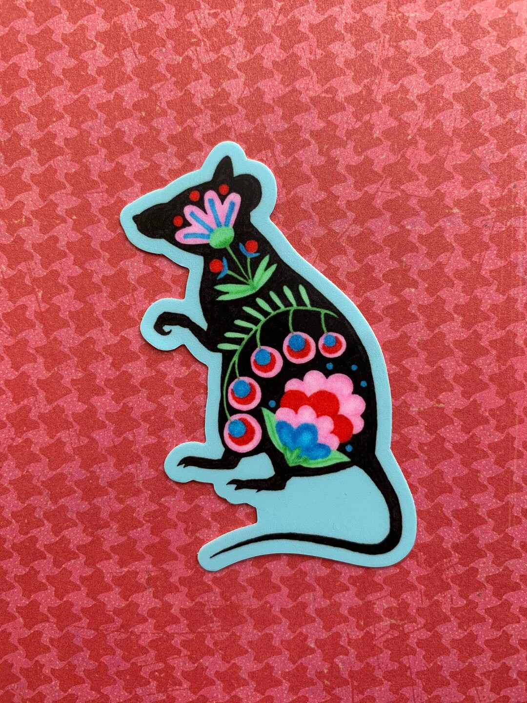 Folk Art Mouse 3" Vinyl Sticker | Floral Mouse - Etsy