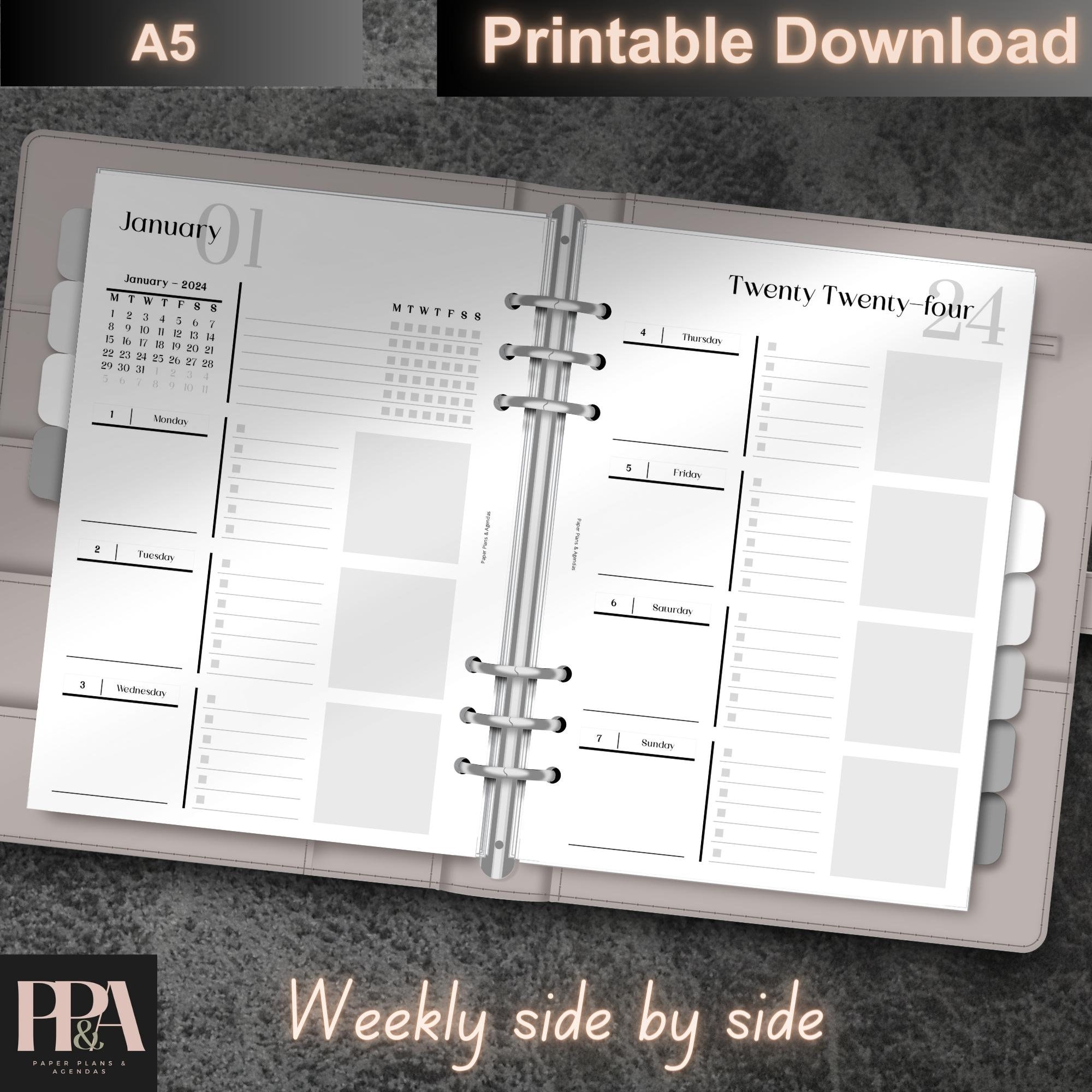 A5 2024 Weekly & Monthly Overview Diary Insert to Do Notes Planner ...
