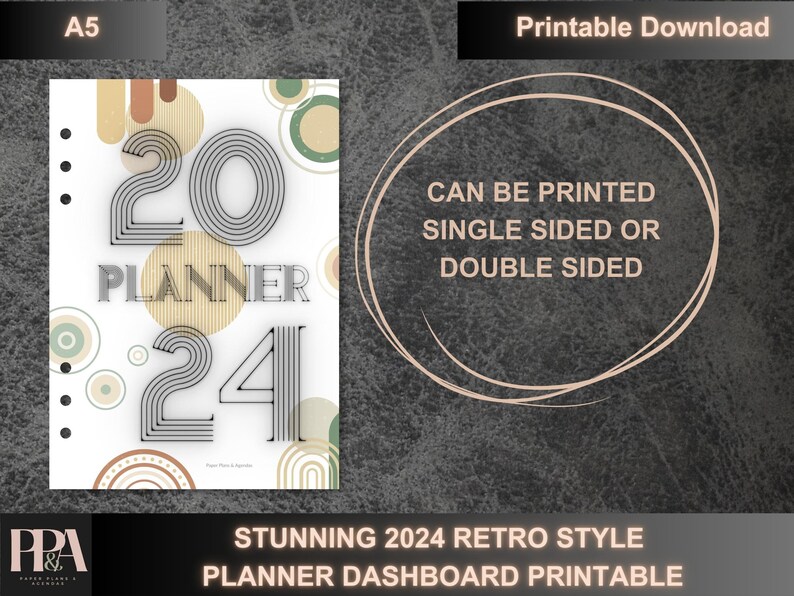 A5 2024 Dashboard Retro Art Deco Style A5 Planner Insert Planner ...