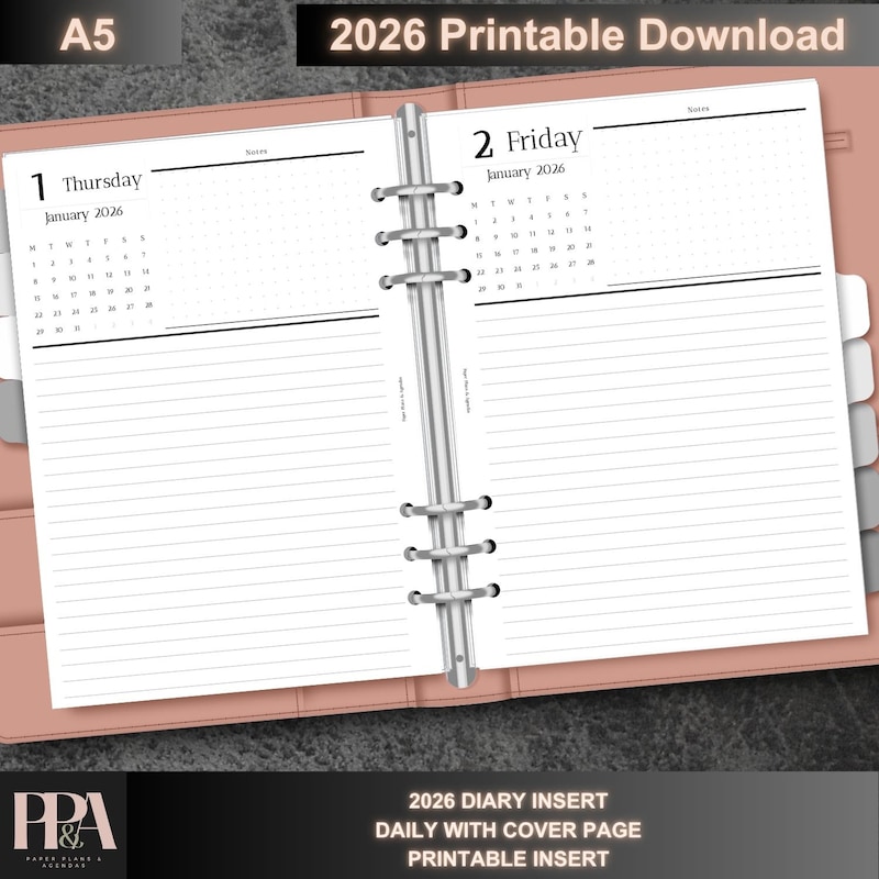 A5 Diary 2 Pages per Day - Etsy UK