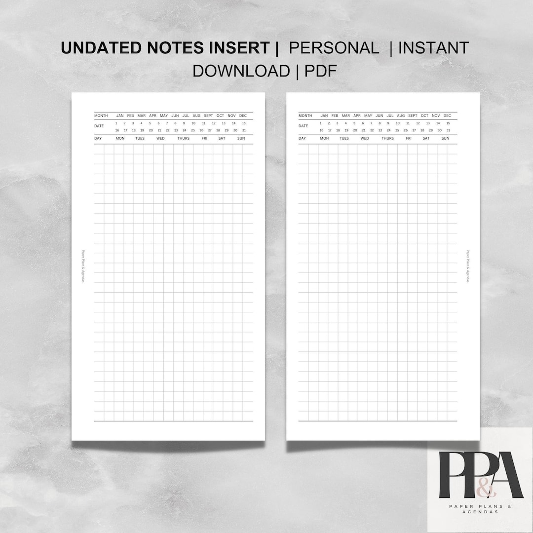 Personal undated Notes Insert Personal Size Printable - Etsy