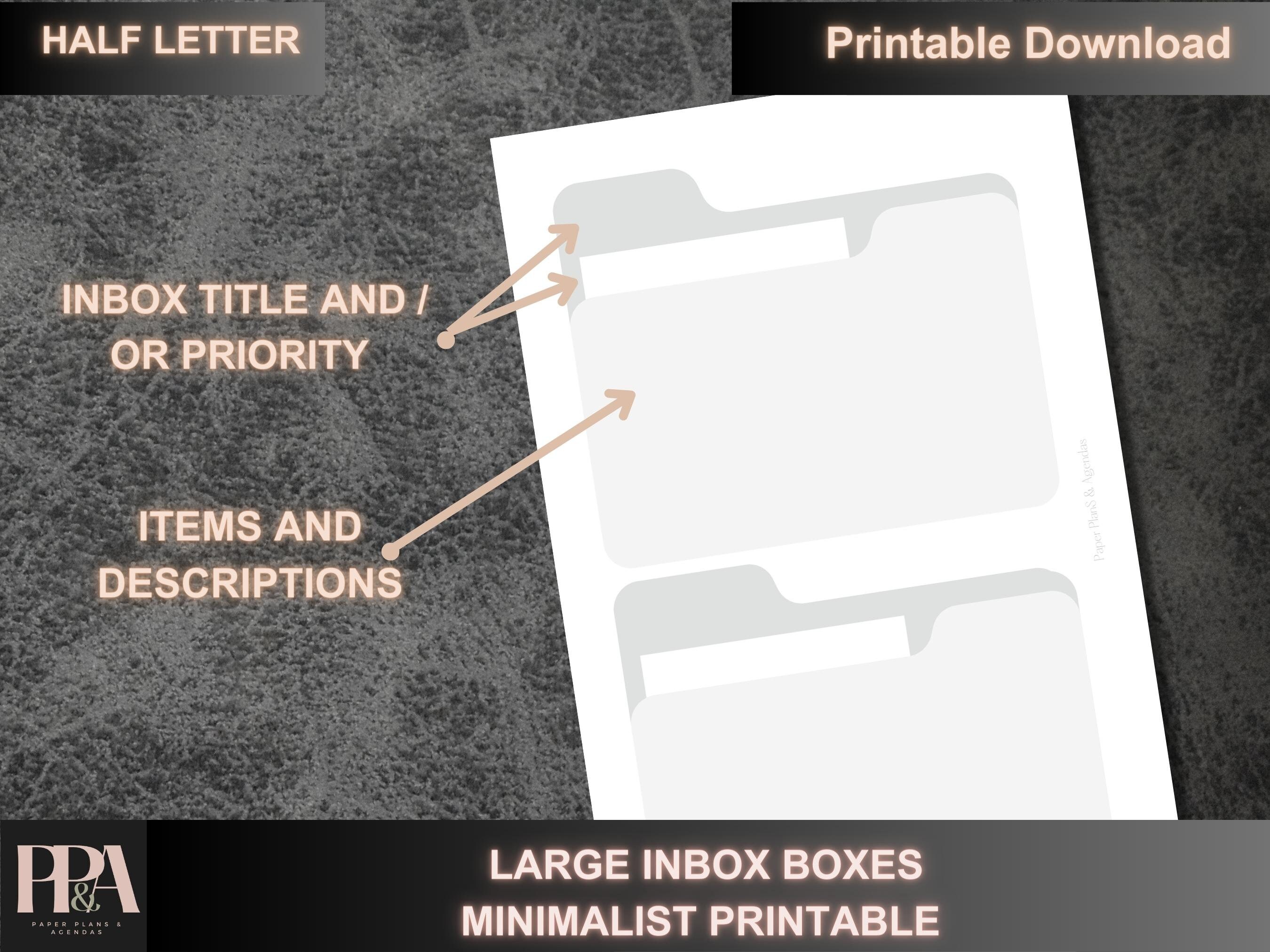 HALF LETTER Blank Large Inbox Digital Download Blank Box to Do List ...