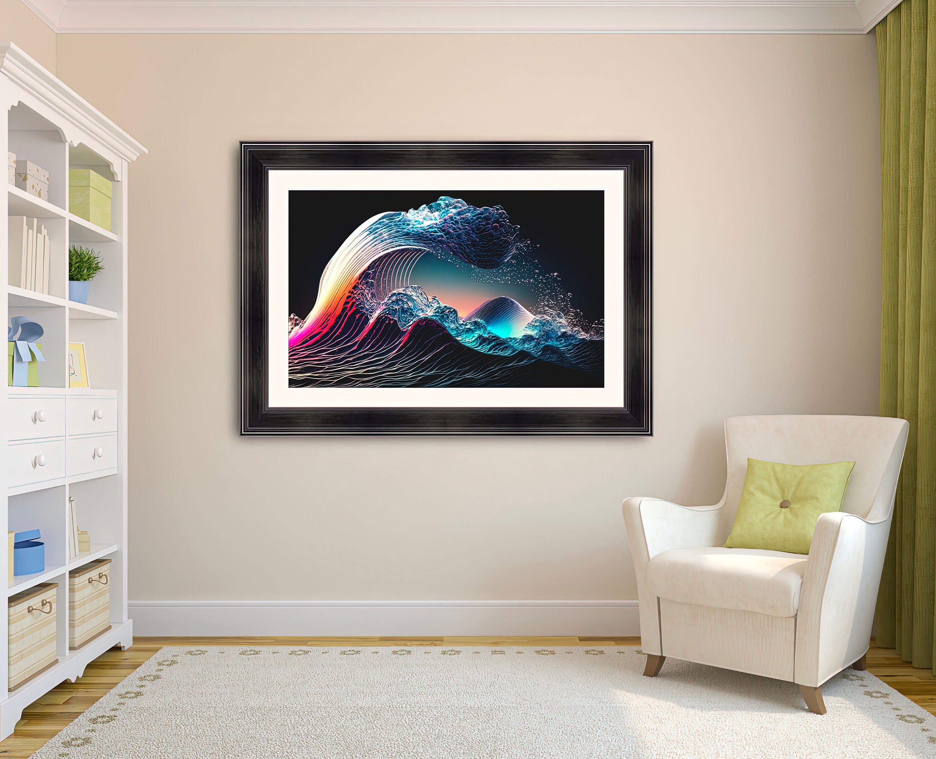 Quantum Wavetracing PRINTABLE Fine Art Ocean Wave Holographic ...