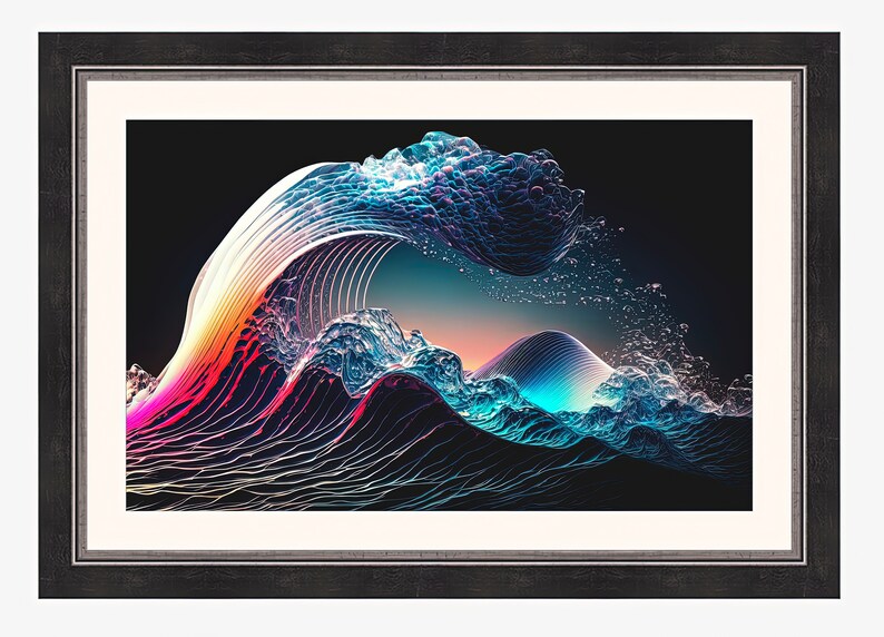 Quantum Wavetracing PRINTABLE Fine Art Ocean Wave Holographic ...