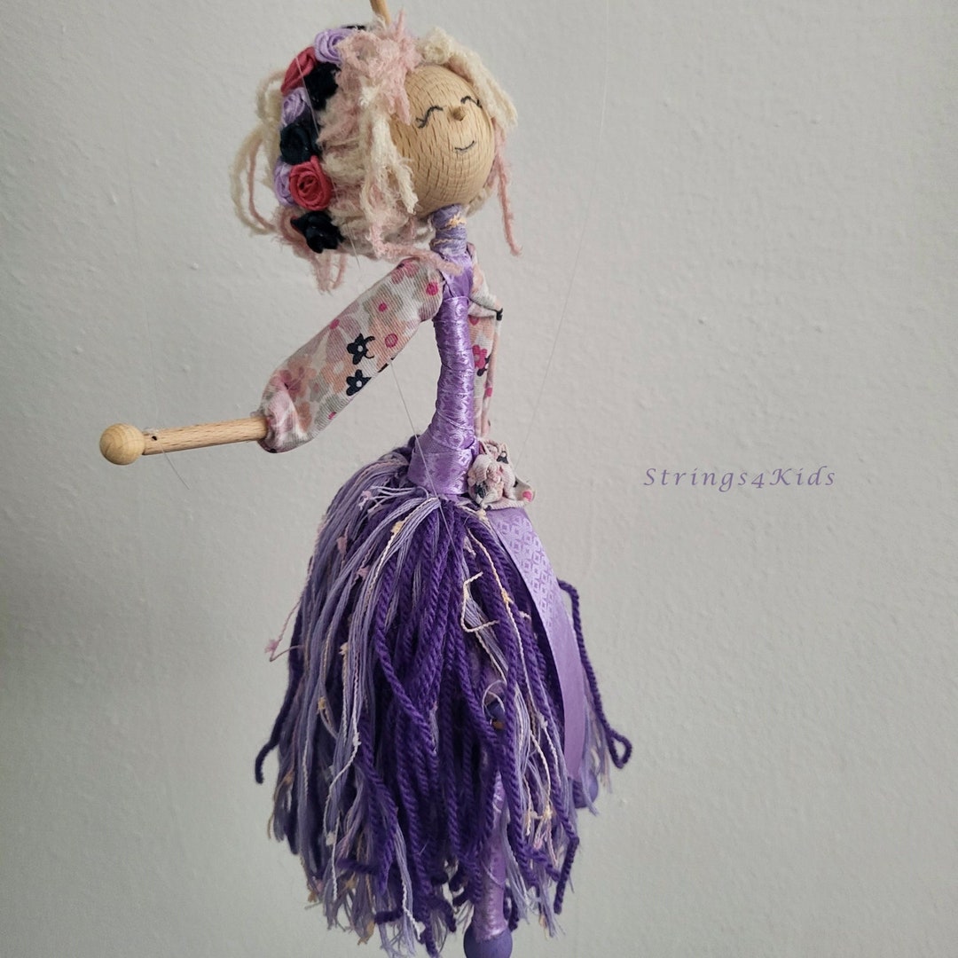 Lilac Flower Girl Marionette Doll - Etsy