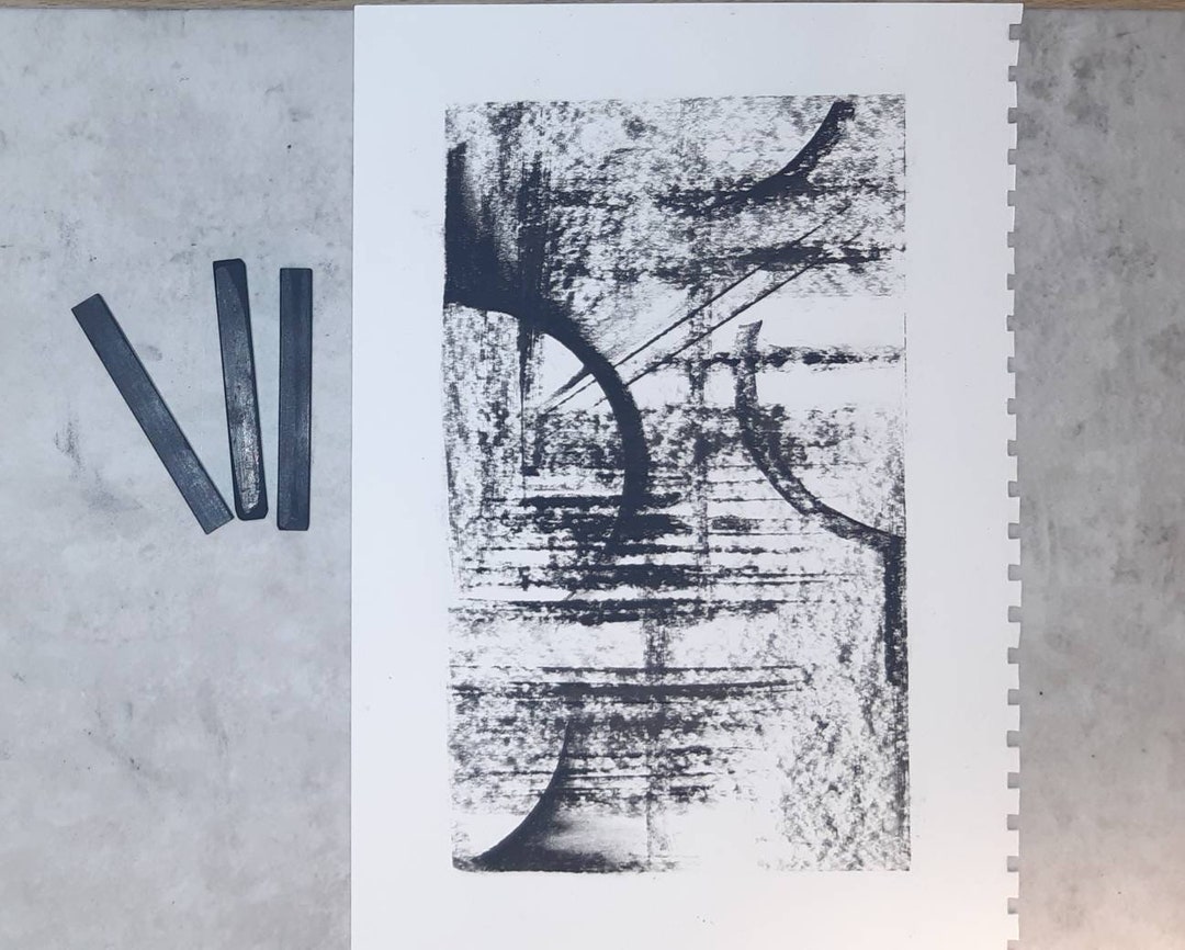 Modern Abstract Charcoal Drawing - Etsy