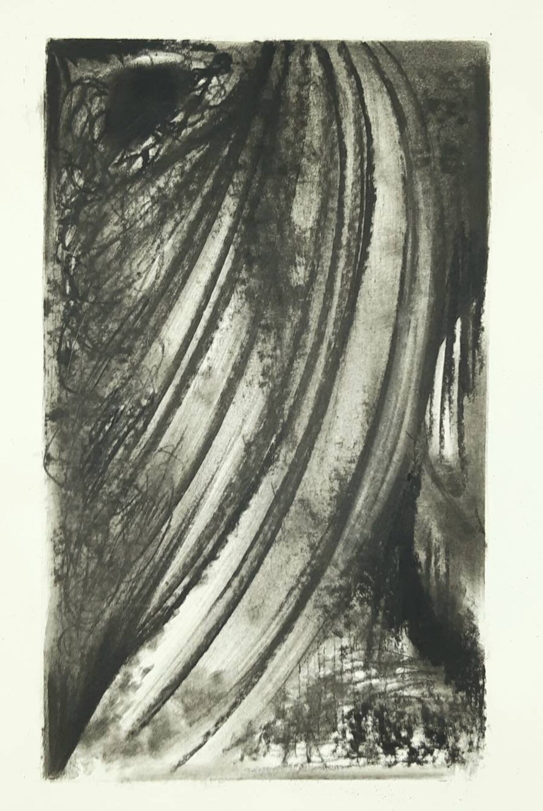 Modern Organic Abstract Charcoal Drawing on Paper Original (not a Print ...