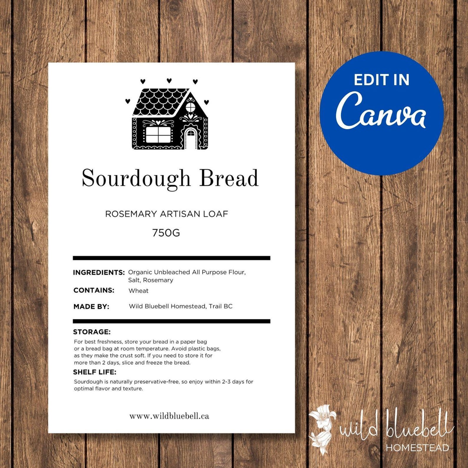 Sourdough Bread Label, Sticker Template, Printable Bread Label ...