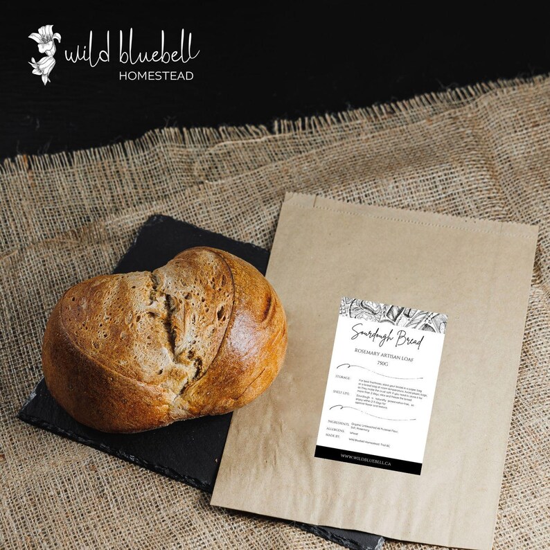Editable Sourdough Bread Label Template, Microbakery Design (canva) - Etsy