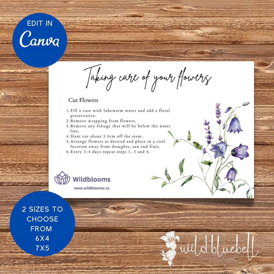 Flower Farm Card, Take Care Card Template, Printable Card, Editable ...