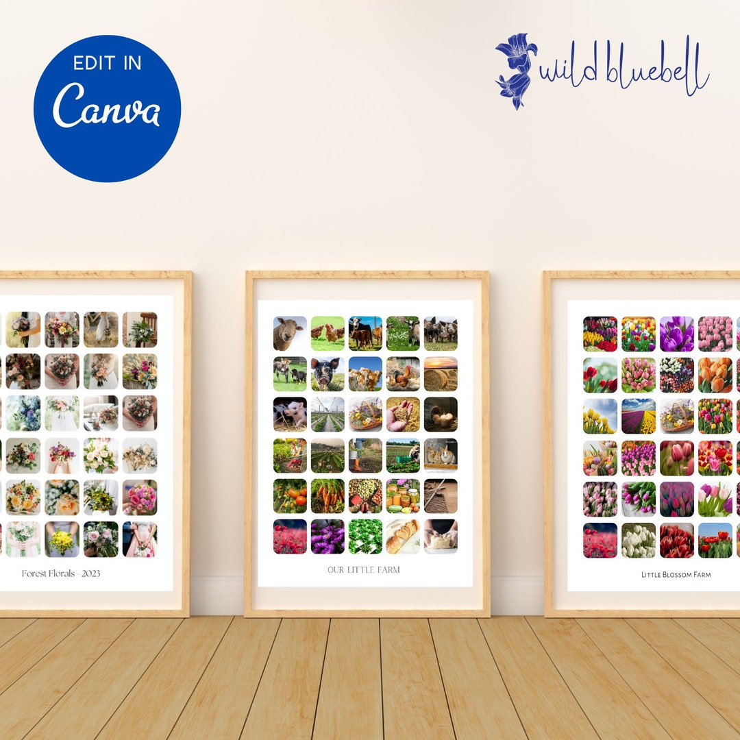 Photo Collage Poster Template, Editable Image Grid (digital Download ...