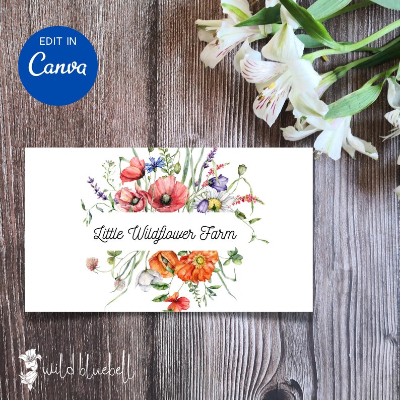 Floral Business Card Template, Flower Farm Design (editable in Canva ...