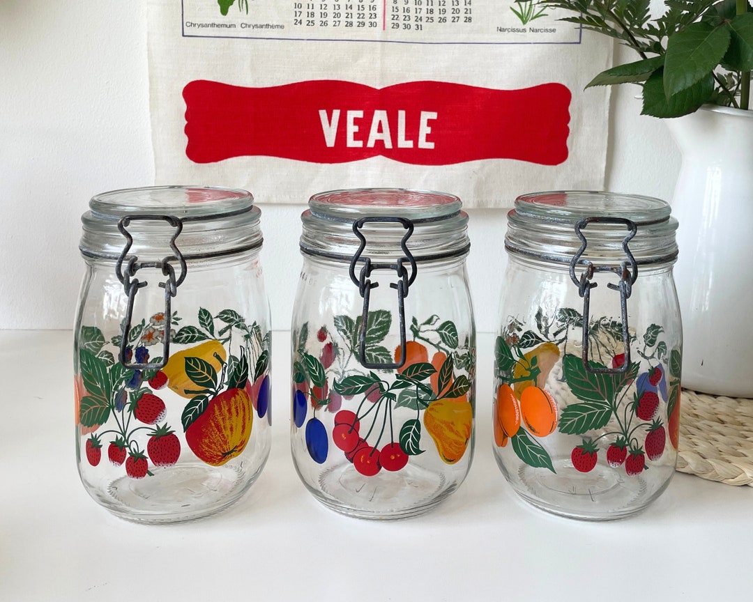 1970s Locking Canning Jars Made in France, Bocal Le Parfait Fruit Super ...