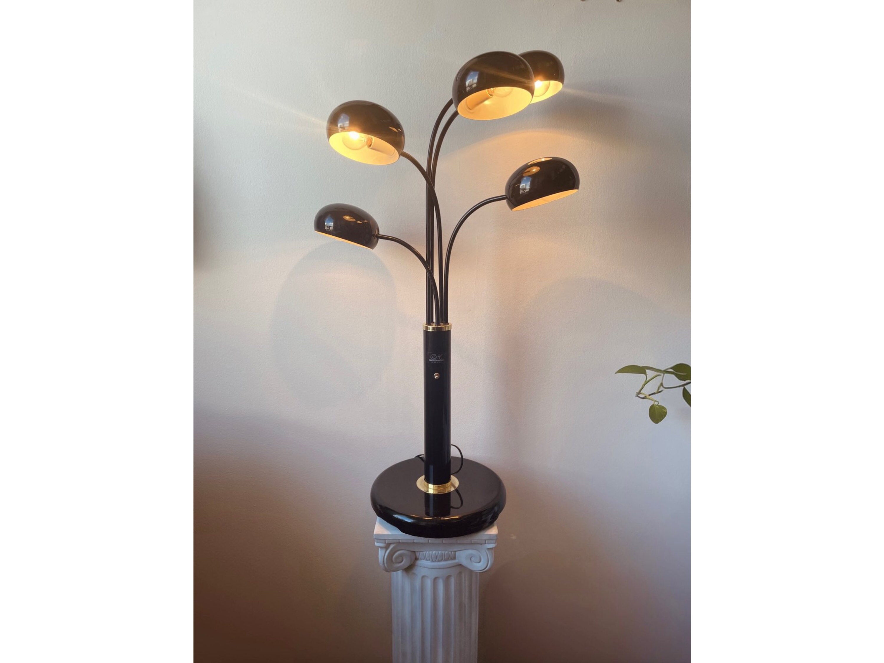 Vintage Black Enamel Arc Table Lamp Mid-century Modern Multi-arm ...