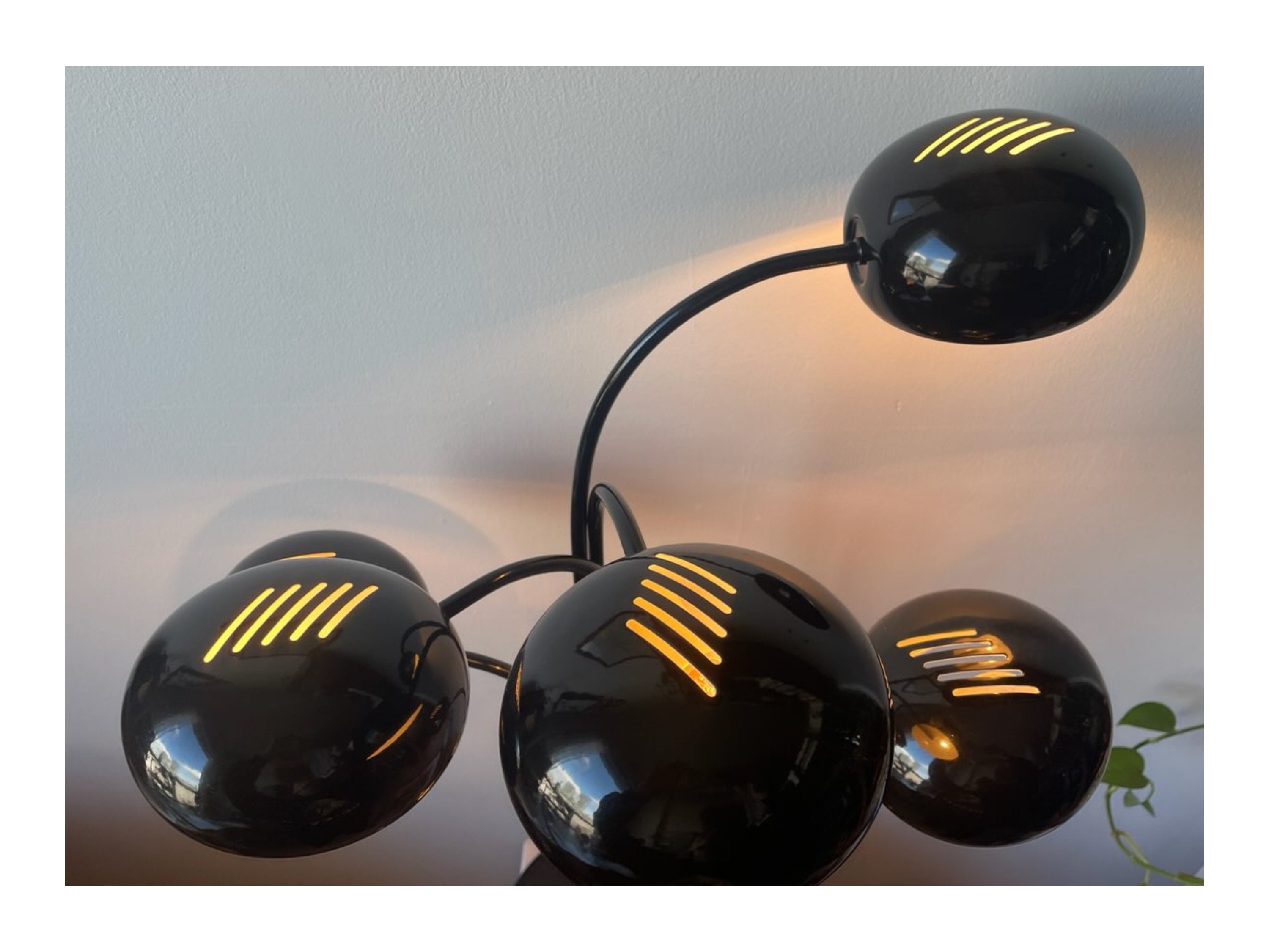 Vintage Black Enamel Arc Table Lamp Mid-century Modern Multi-arm ...