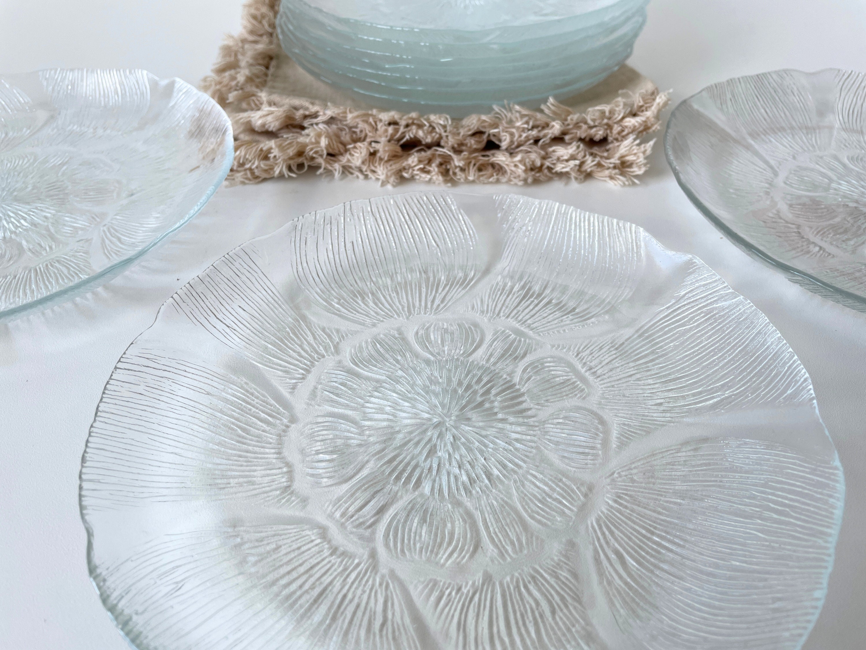 Arcoroc Fleur Luncheon Plates Set of 10 Vintage Arcoroc France Textured ...