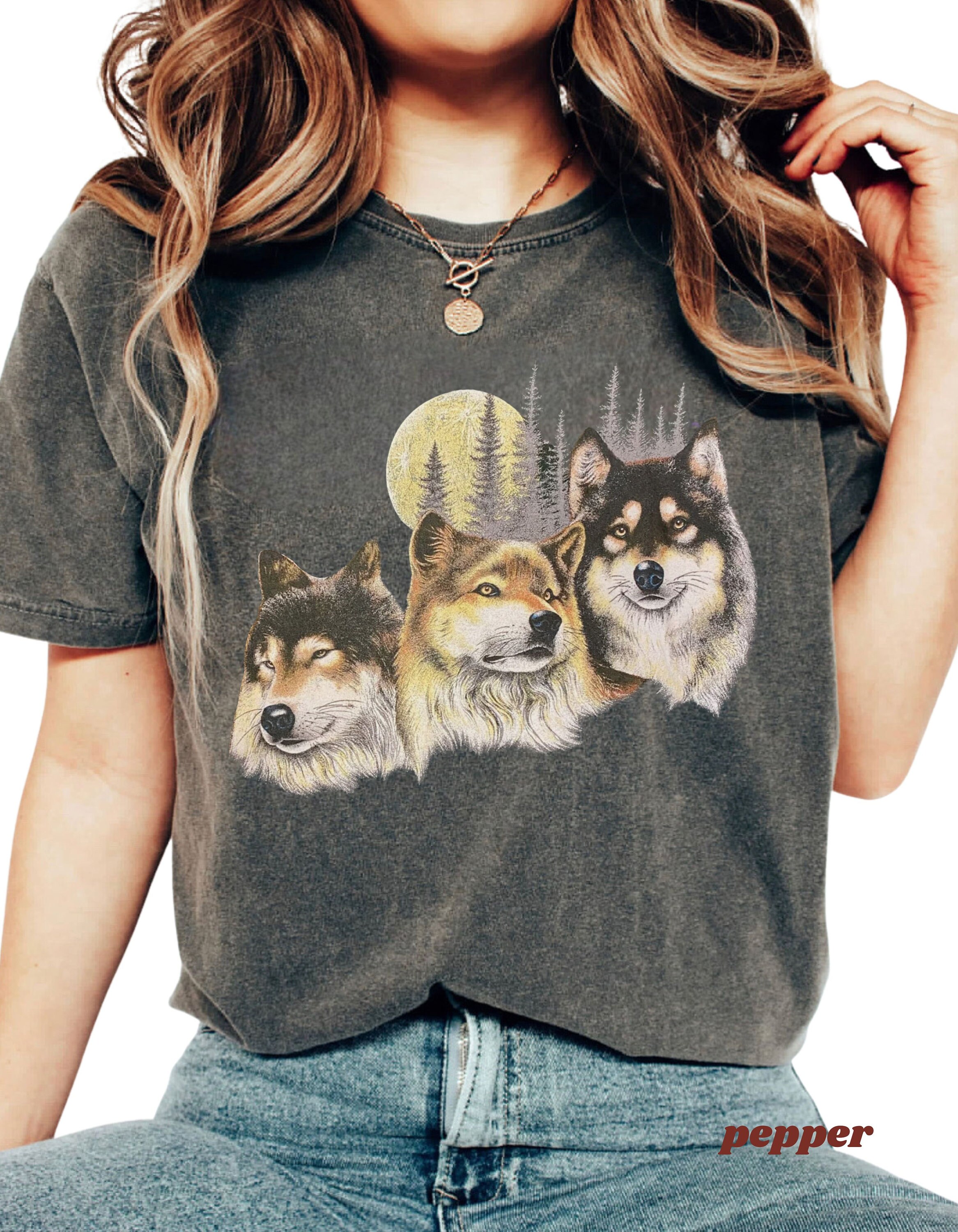 The Classic 90s Wolf Shirt Unisex Garment-dyed Vintage Inspired ...