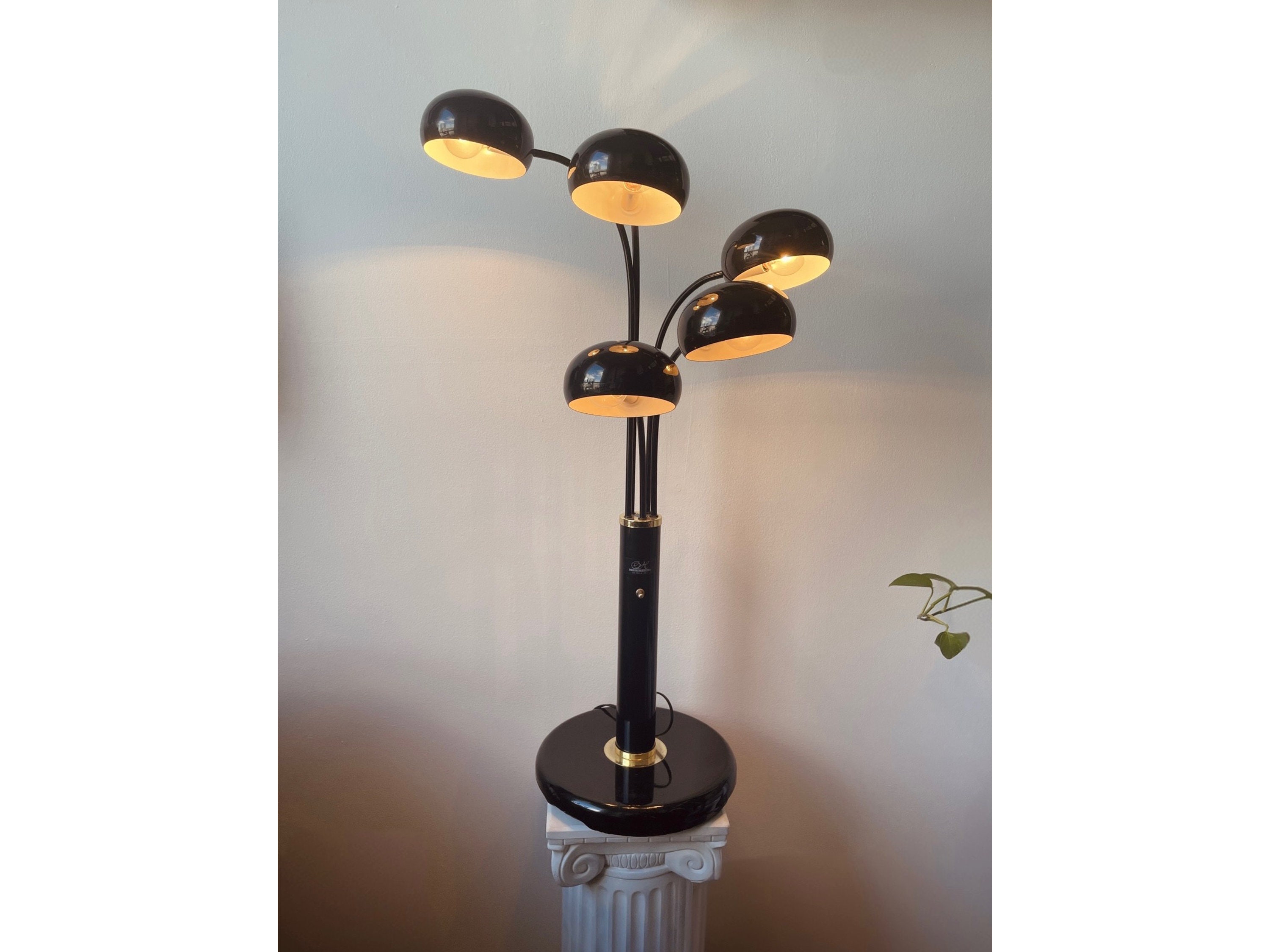 Vintage Black Enamel Arc Table Lamp Mid-century Modern Multi-arm ...