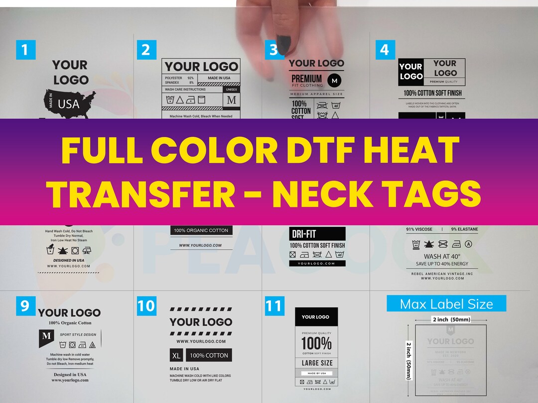 500 Pcs. Tagless Clothing Labels, Custom Neck Labels, Custom Heat ...