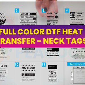 500 Pcs. Tagless Clothing Labels, Custom Neck Labels, Custom Heat ...