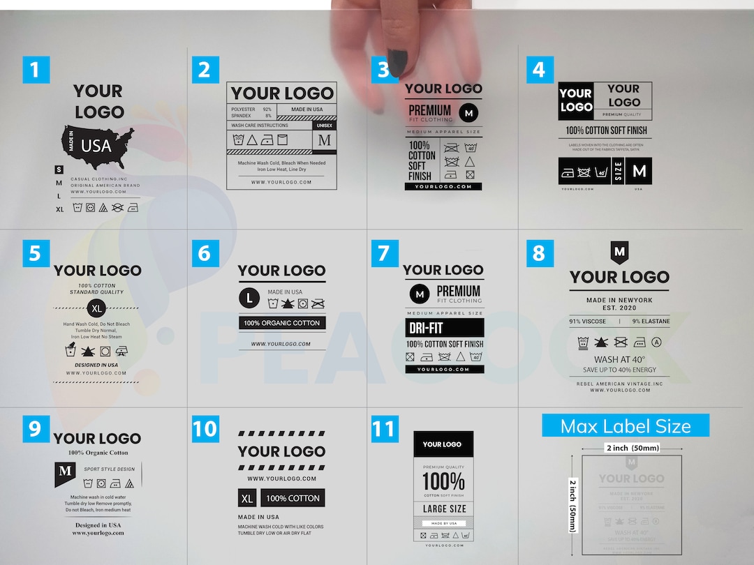 250 Pcs. Tagless Clothing Labels, Custom Neck Labels, Custom Heat ...