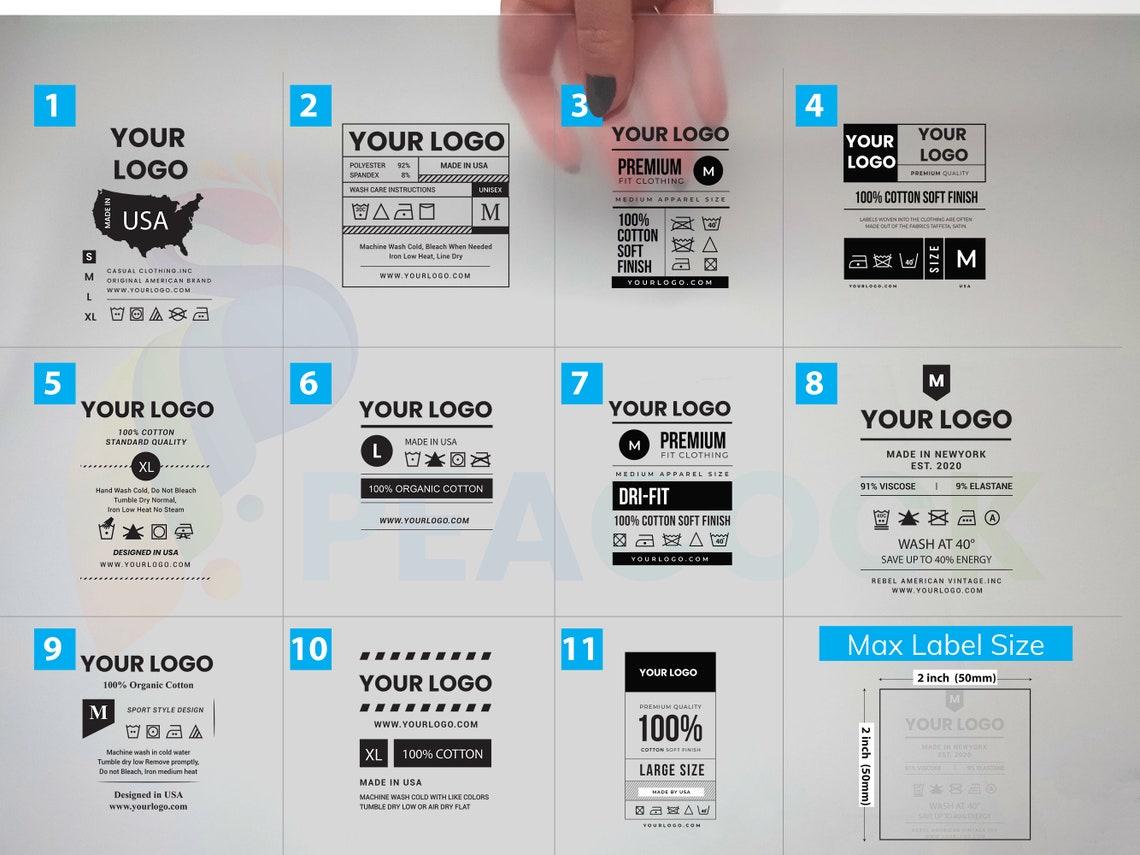 250 Pcs. Tagless Clothing Labels, Custom Neck Labels, Custom Heat ...
