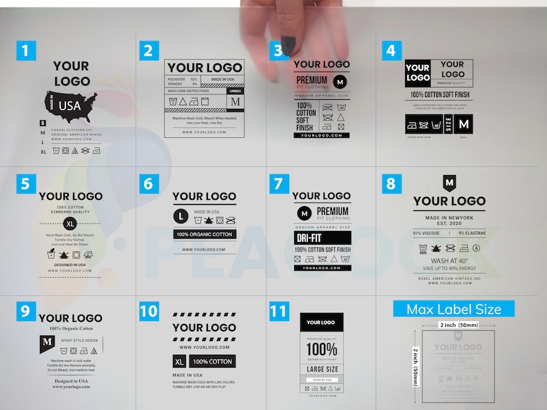 250 Pcs. Tagless Clothing Labels, Custom Neck Labels, Custom Heat ...