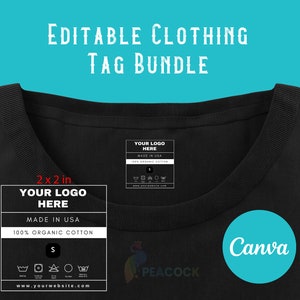 Editable Neck Label Template , T-shirt Neck Label Tag, Care Tag, Custom ...