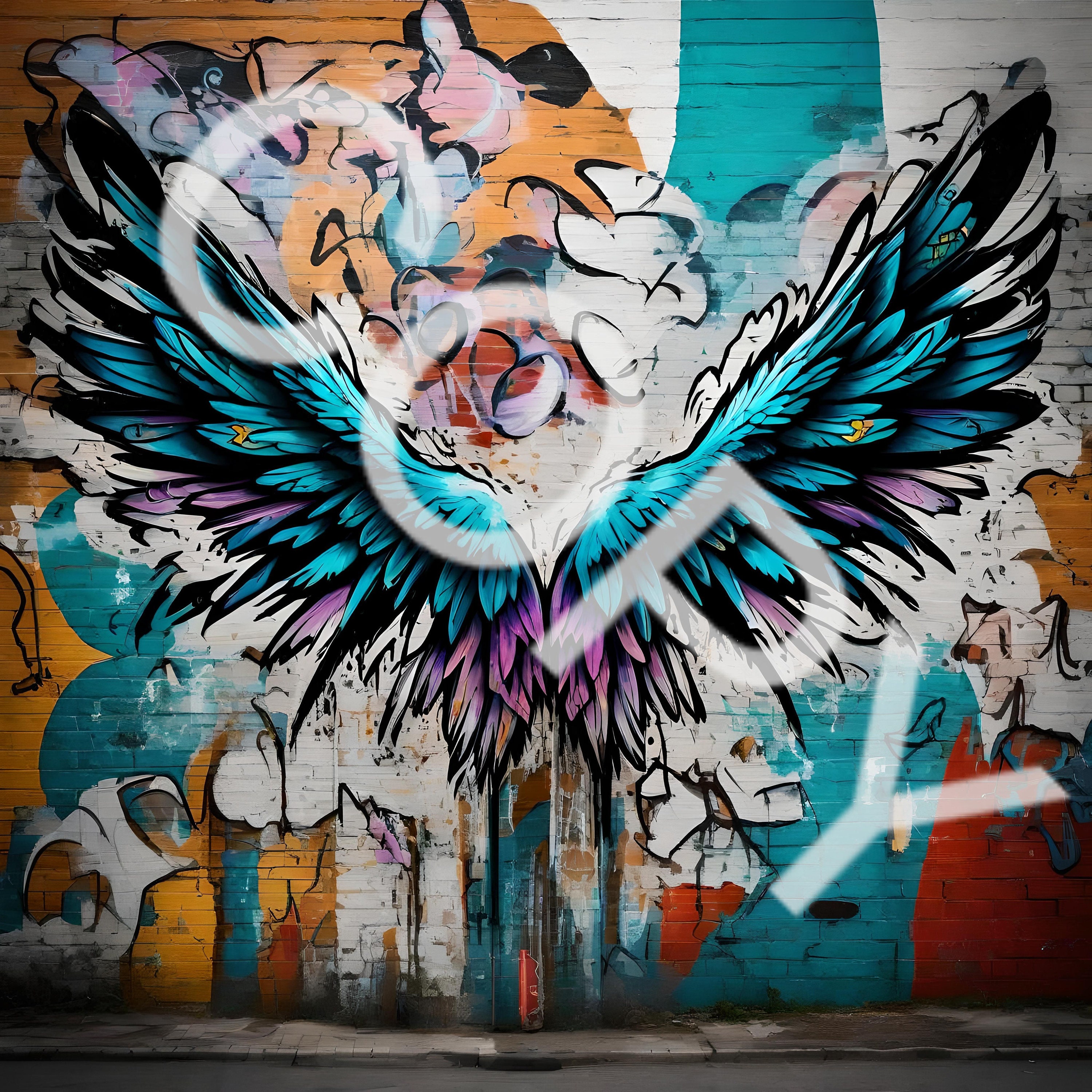 10 Graffiti Wings Digital Photography Backdrops Photoshop - Etsy