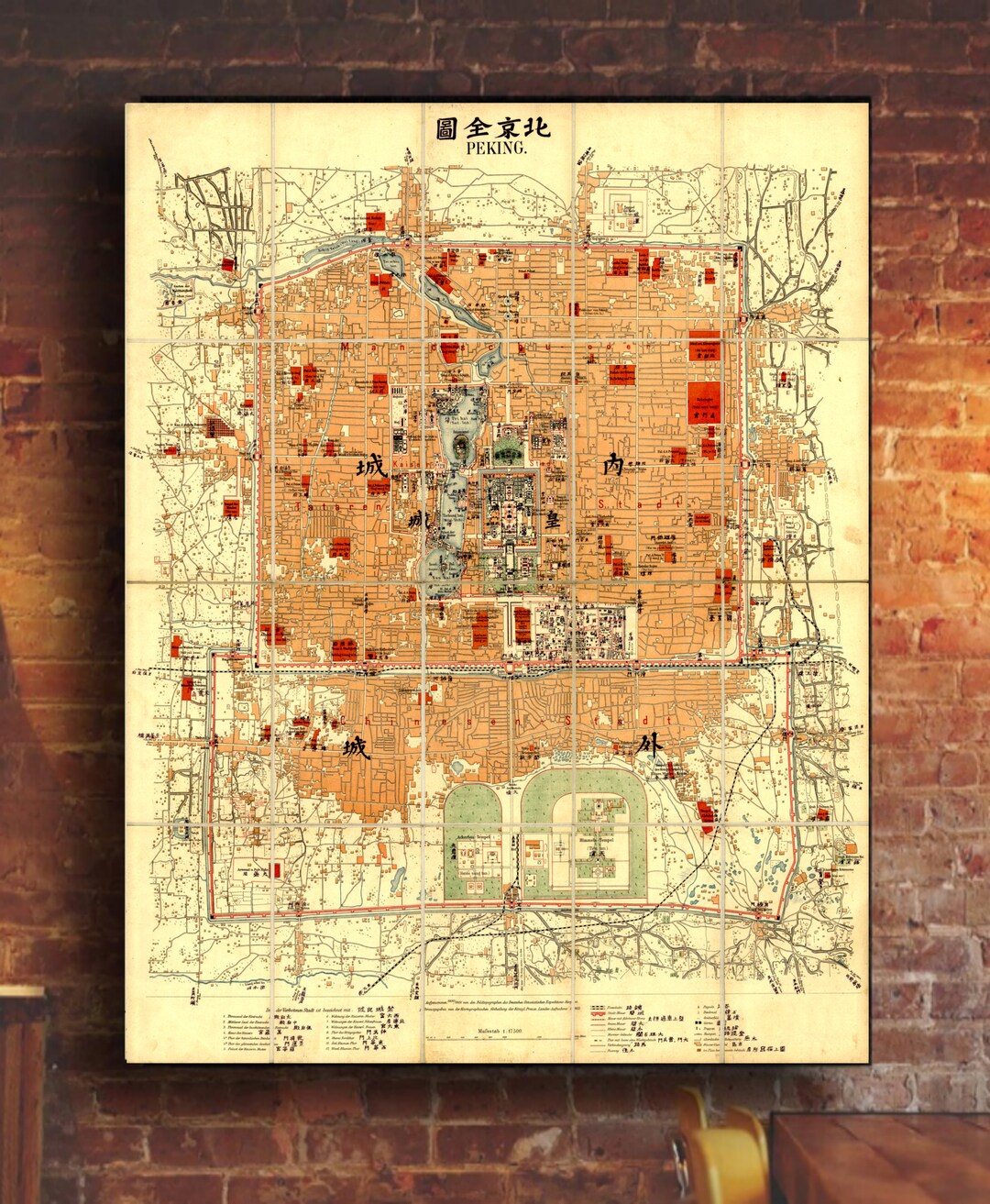 Digital, 1914, Beijing Peking ,map of Beijing - Etsy
