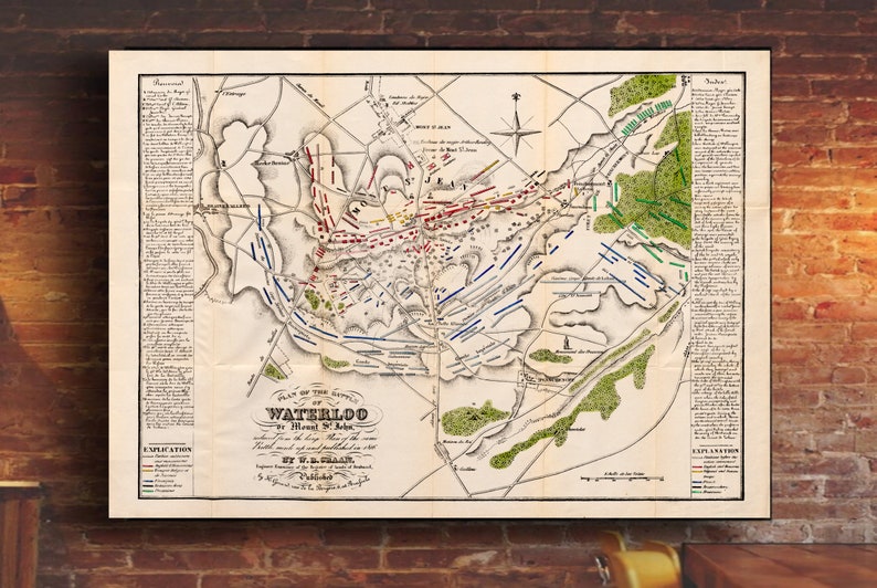 Digital, 1816, Plan of the Battle of Waterloo - Etsy Canada
