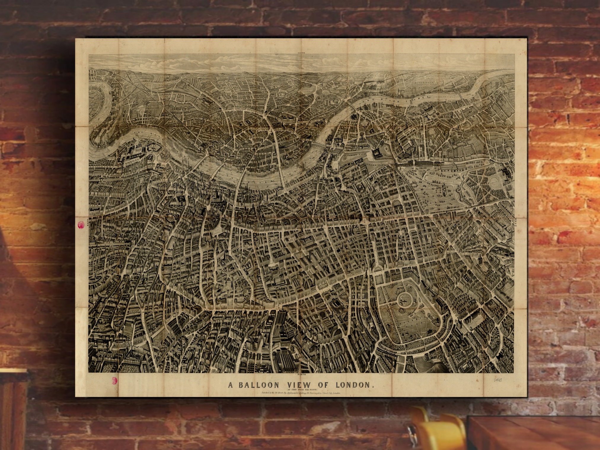 Digital, A Balloon View of London 1851 ,map of London ,england - Etsy