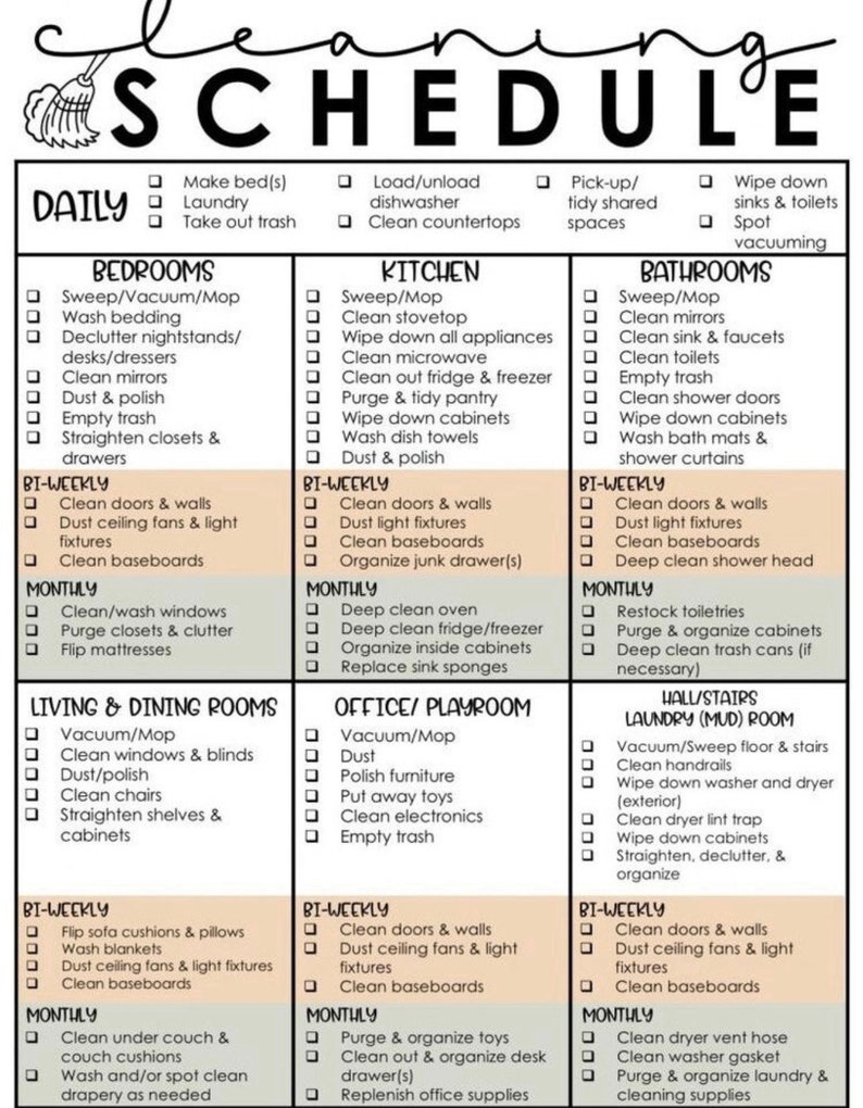 CLEANING SCHEDULE - Etsy