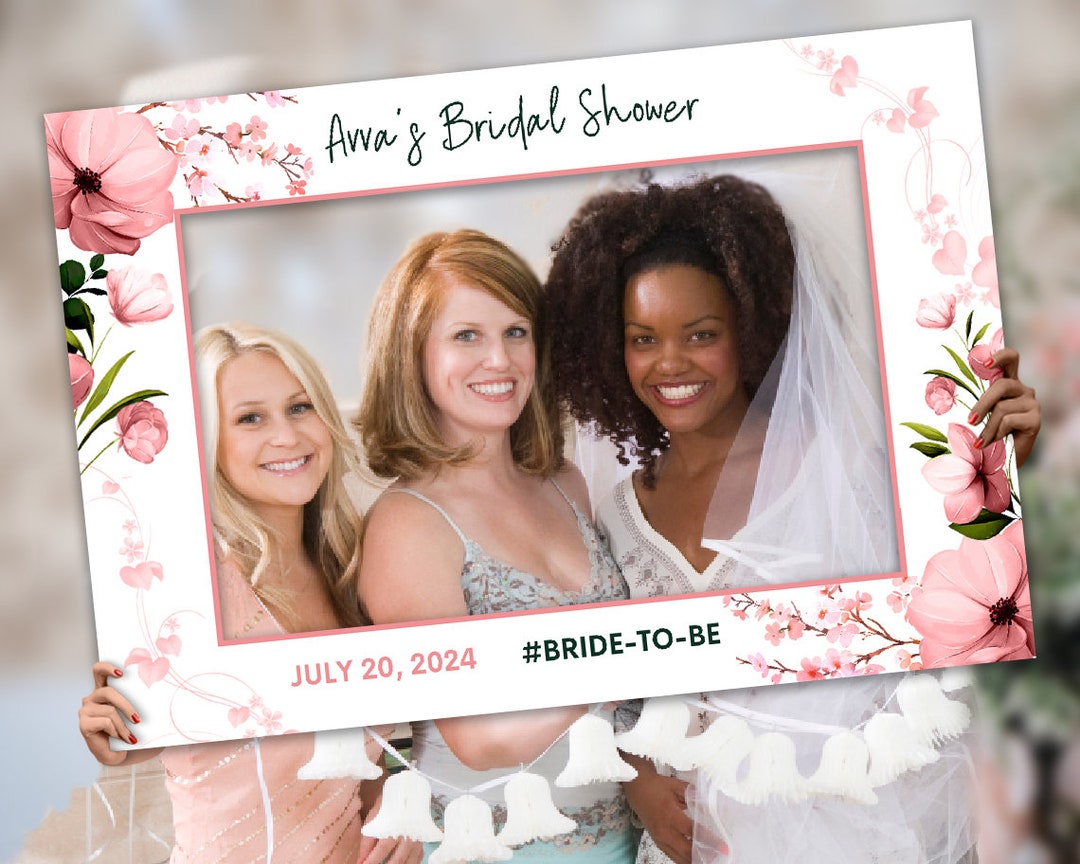 Bridal Photo Prop Frame Printable, Blush Pink Frame Template, Editable ...