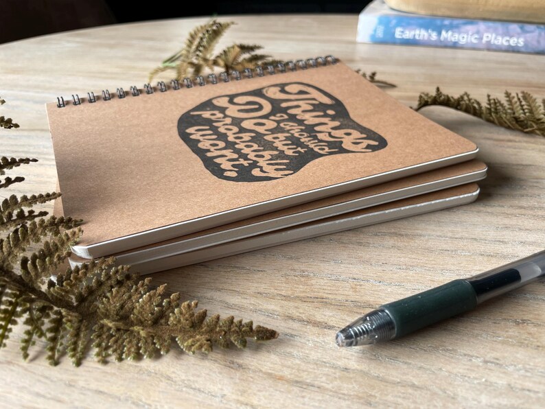 Hand Stamped Notebook, to Do List Notebook, Linocut Notebook, Funny ...