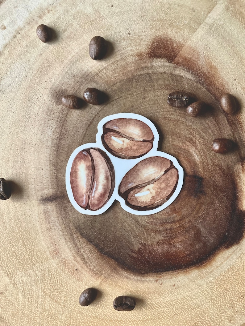 Coffee Beans Sticker/ Watercolor Coffee Sticker/ I Love Coffee Sticker ...
