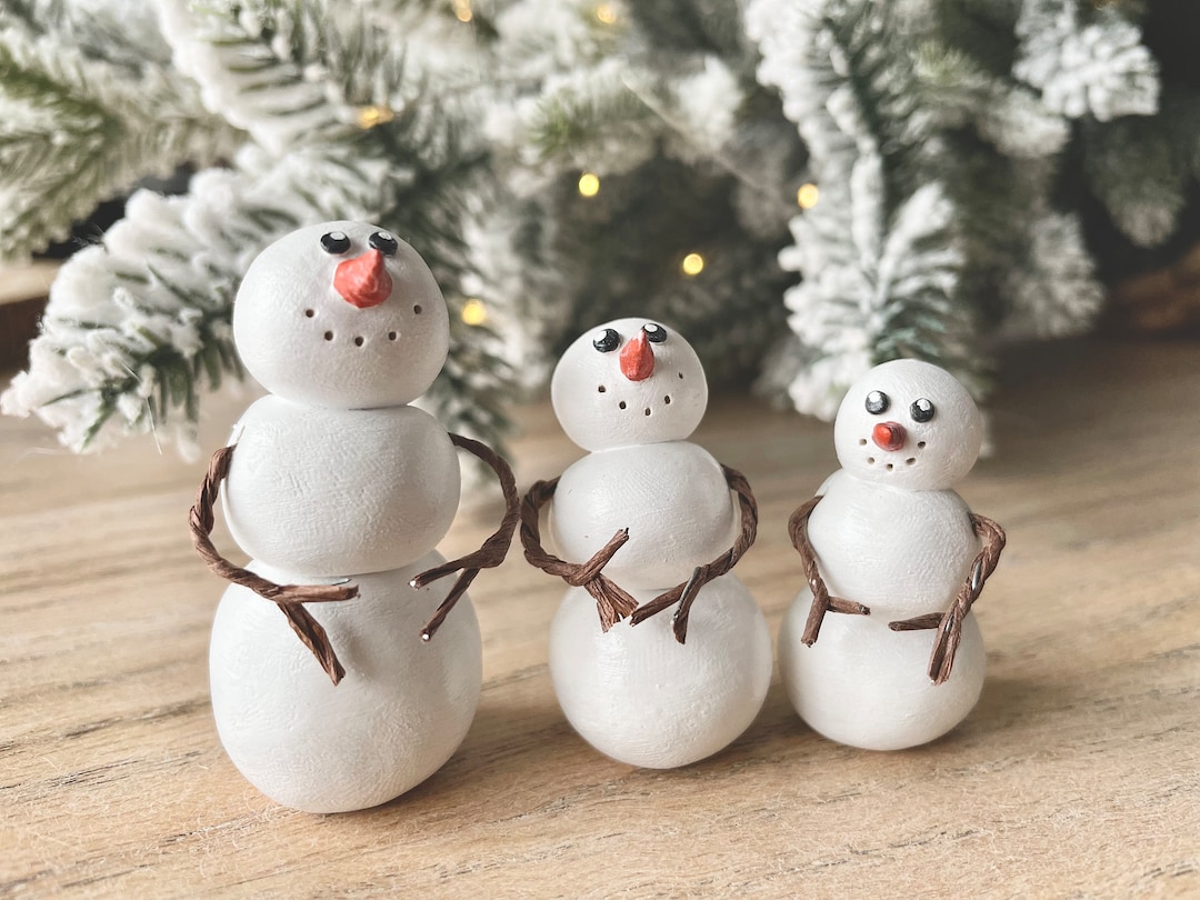 Little Snowmen Decorations/ Snowmen Knick Knacks/ Clay Snowmen ...