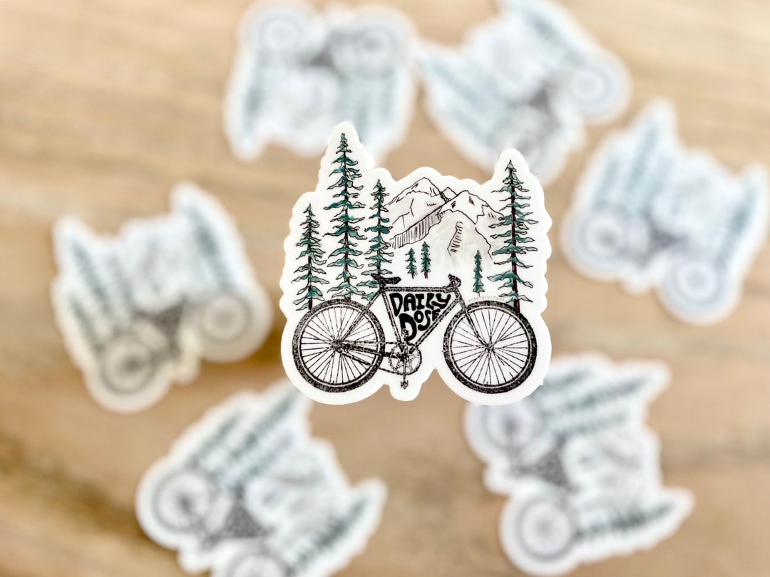 Mountain Bike Sticker / Mountainscape Vinyl Sticker / Bicycle Painting ...