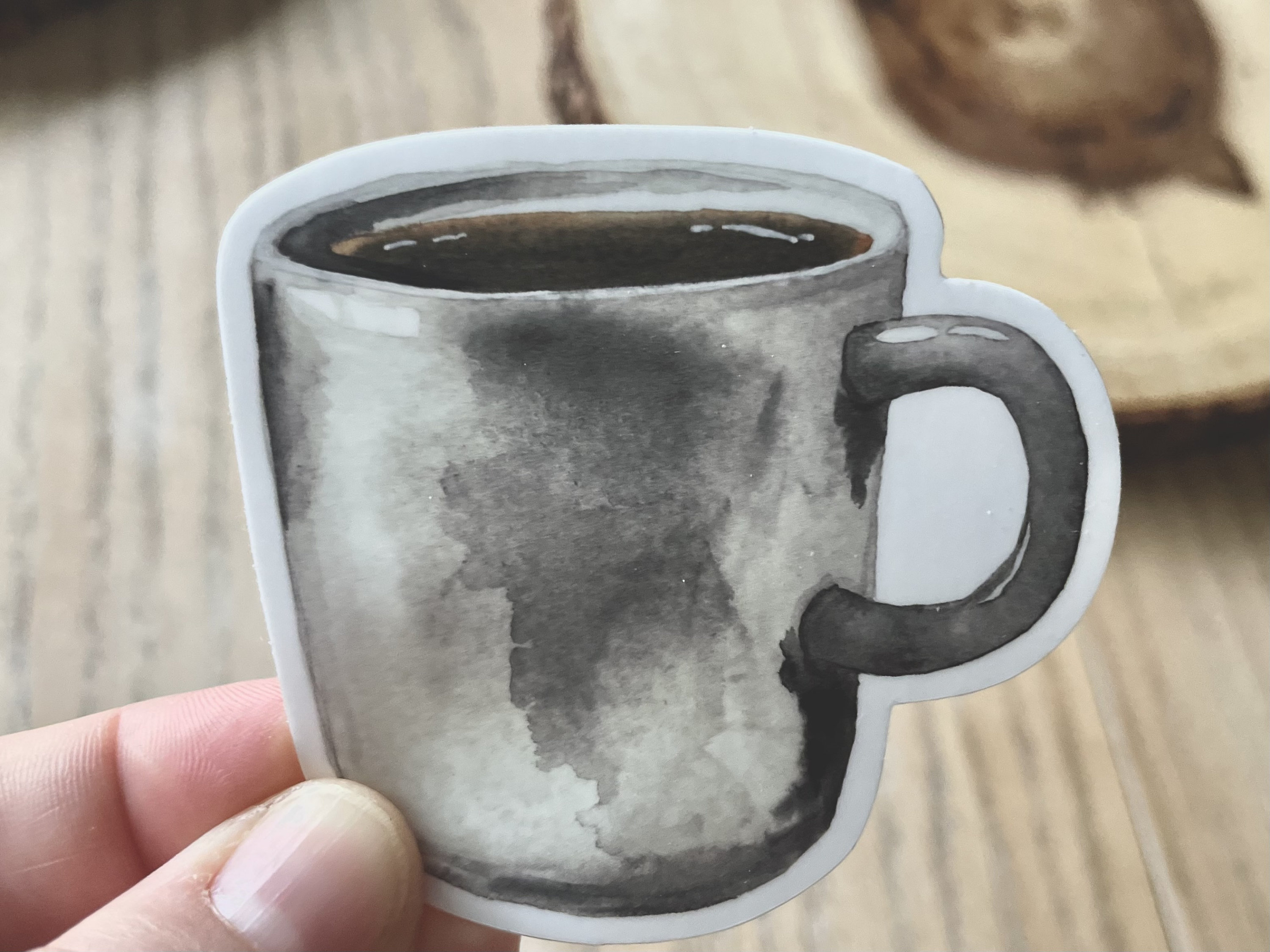 Coffee Cup Sticker/ Watercolor Coffee Sticker/ Coffee Mug Sticker ...